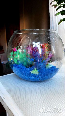 Аквариум, грунт, искусственные водоросли