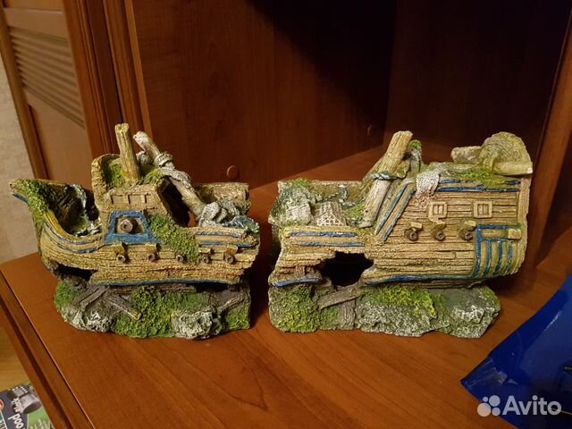 Декор "Затонувший корабль" из 2-х частей керамика